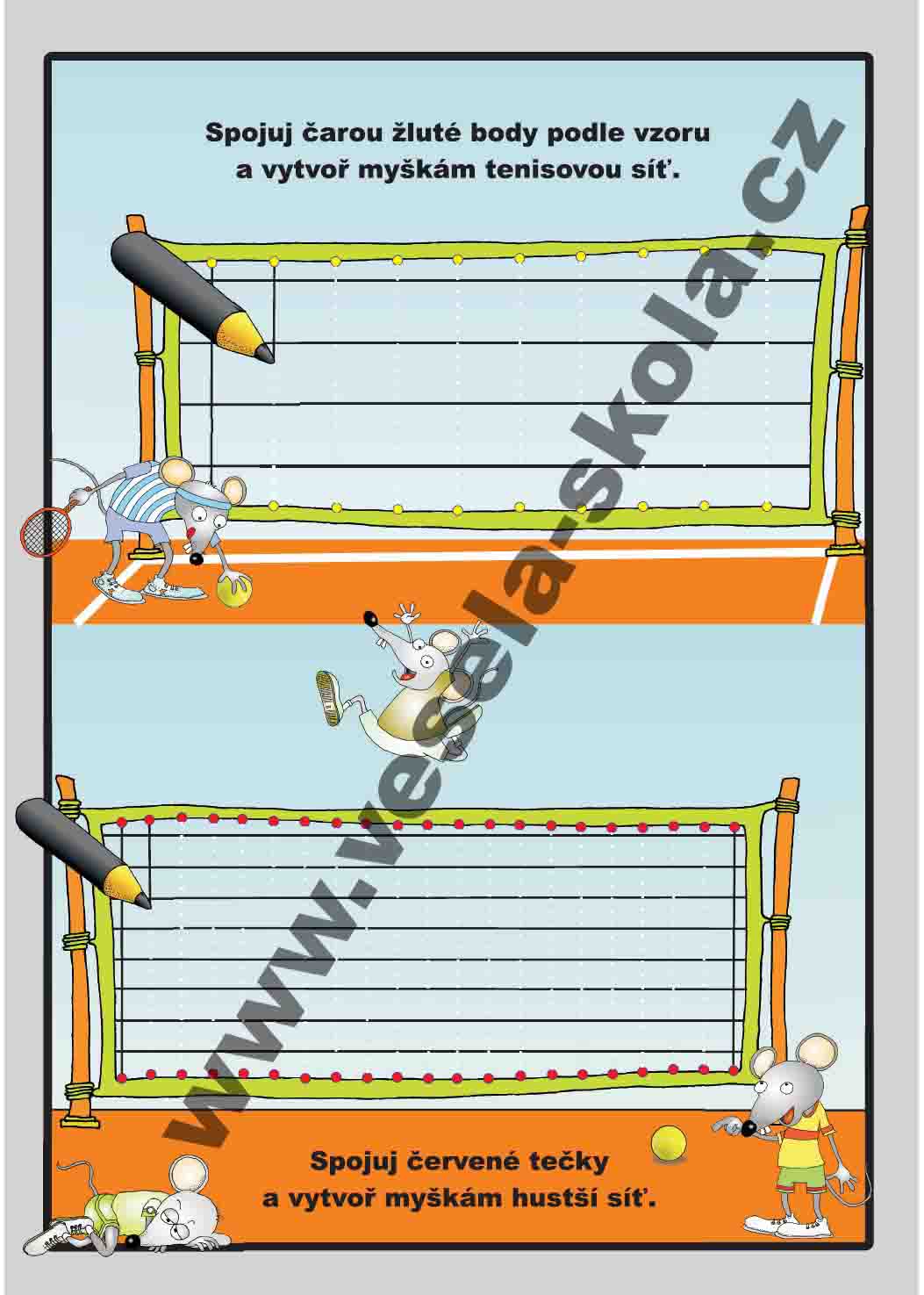 Svislé čáry s myškami (grafomotorická cvičení) :: VESELÁ ŠKOLA